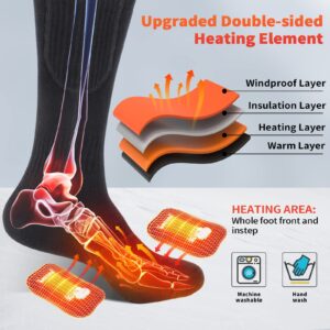 Heated Socks for Men Women, Upgraded 5V 3500mAh Thermostatic Control Rechargeable Battery Powered Heated Socks Women, Washable Electric Socks for Indoor Outdoor Skiing Riding Camping Hiking(6-14US)