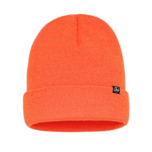 joywant knit orange beanie hats for men slouchy acrylic guys women winter hat skull caps all season cuffed unisex beanies (fluorescent red)