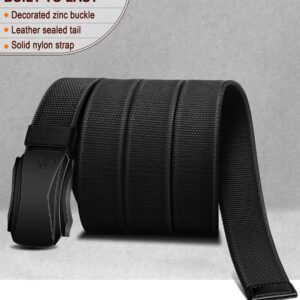 KEMISANT Mens Belt, Military Tactical Stretch Web Nylon Belt For Gift Men Hiking Hunting 1.5",Cut For Fit(Black,34"-38" Waist Adjustable)