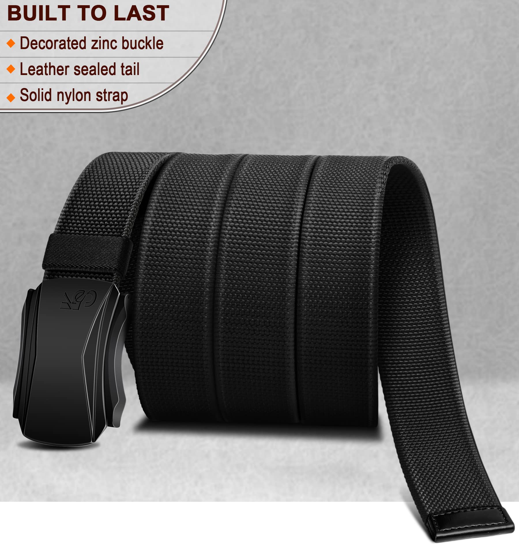 KEMISANT Mens Belt, Military Tactical Stretch Web Nylon Belt For Gift Men Hiking Hunting 1.5",Cut For Fit(Black,34"-38" Waist Adjustable)