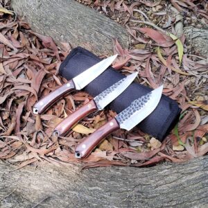 CHYI-GOGO Kitchen tools 3pcs kitchen knife set, Hand forged chef's knife. Suitable for camping barbecue, outdoor hunting knife, kitchen. (3 knives and knife bags)