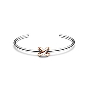 mvmt women's knot cuff stainless steel silver/rose gold bracelet