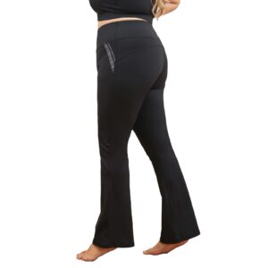 women's plus size dress yoga leggings with pocket high waist stretch bootcut flared leg pants for indoor sport xl-dd black