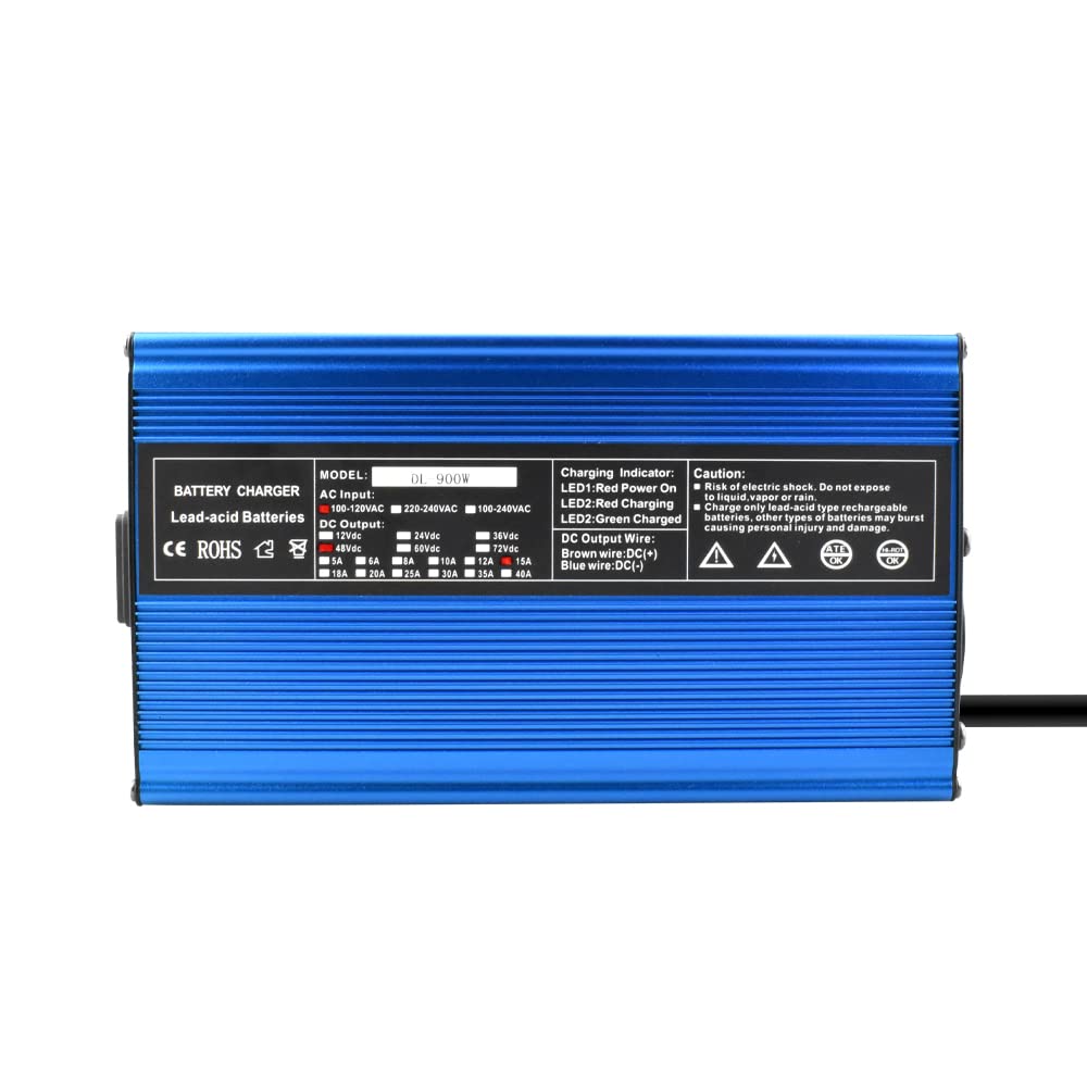 Abakoo 48V 15A Battery Charger for Yamaha Golf Cart G19 G22, with 2 Pin Plug, Blue