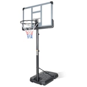 teenagers youth portable basketball hoops height adjustable 6.5ft -10ft basketball system 43 inch backboard with wheels for driveway indoor outdoor use, grey