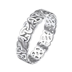 suplight 925 sterling silver trinity celtic knot ring, 5mm irish celtic bands triquetra jewelry for women size 11