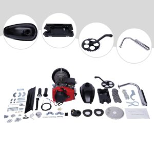 49cc bicycle engine kit single cylinder powerful pull start, 4 stroke gasoline electric bike engine scooter belt gear, fit most 26" or 28" bikes with v frame