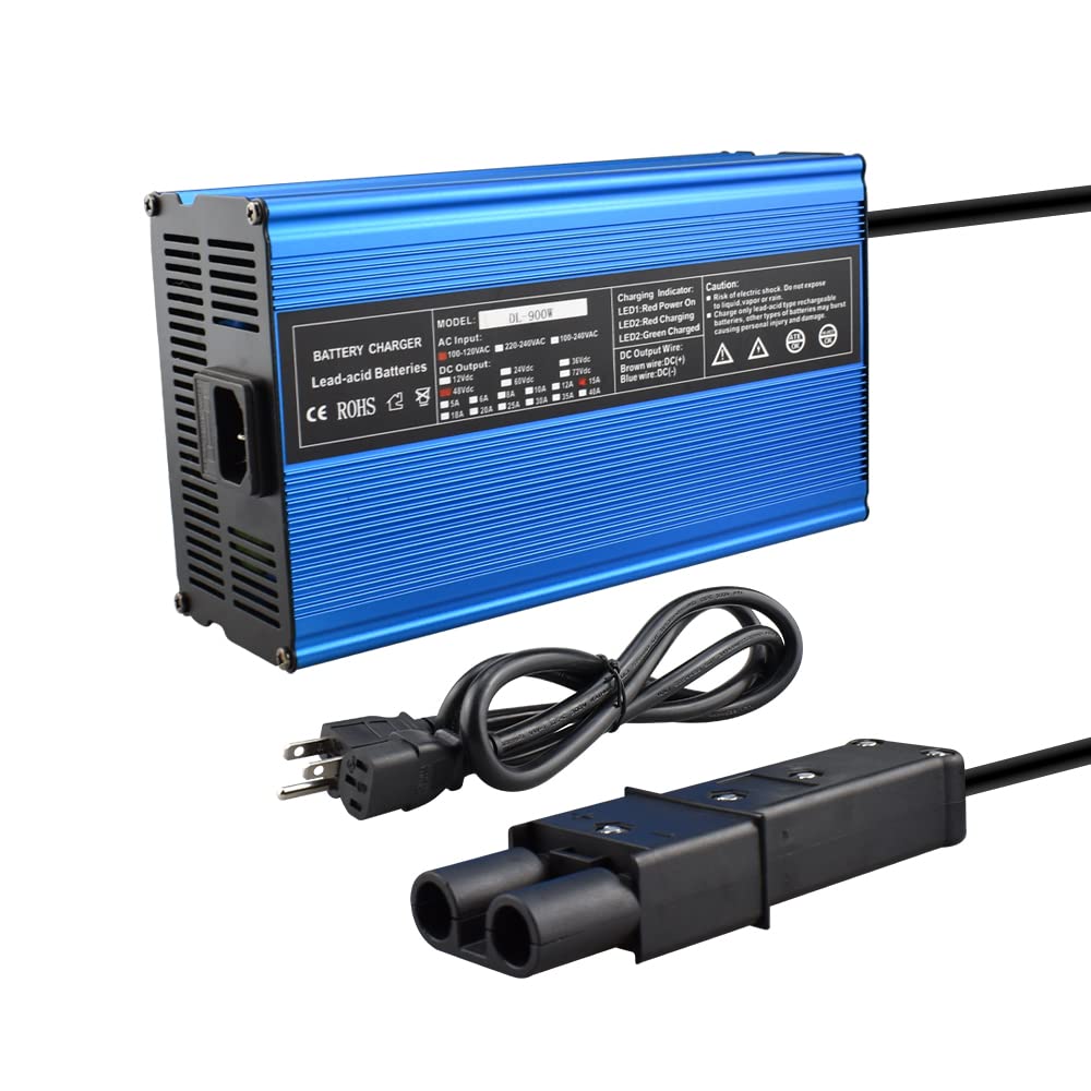 Abakoo 48V 15A Battery Charger for Yamaha Golf Cart G19 G22, with 2 Pin Plug, Blue