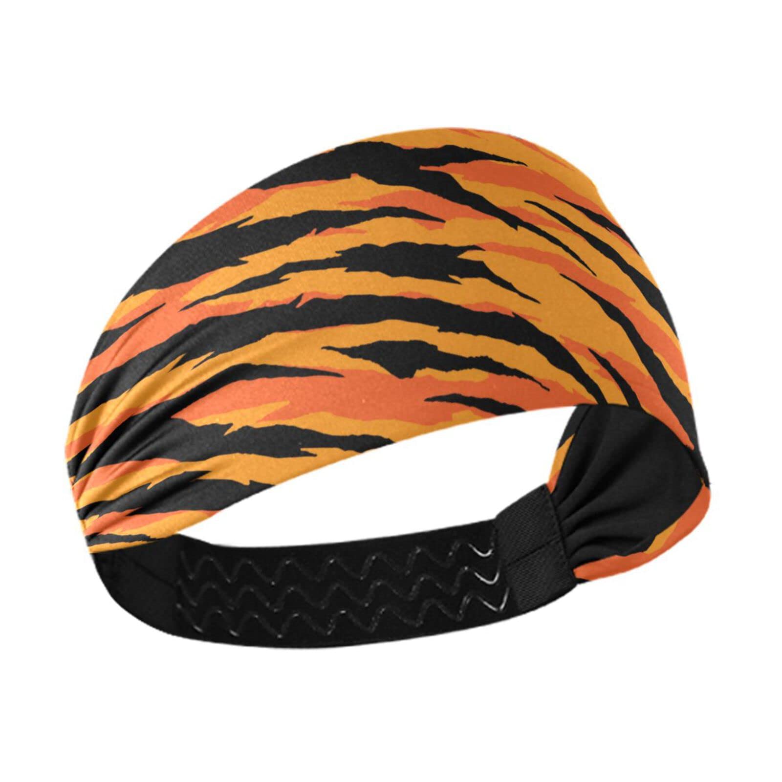 JHKKU Workout Headbands for Women in Tiger Print, Non Slip Breathable Headband, Sport Headbands, Sweatbands, Elastic Hair Bands for Yoga, Running, Outdoor Sports, Travel, Gym