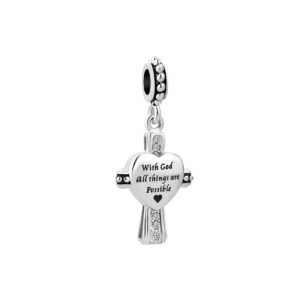 miifort cross love heart charm compatible with pandora bracelets necklaces pendant with god all things are possible jesus bible verses