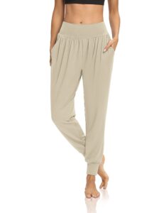 dibaolong womens yoga joggers loose workout sweat pants comfy lounge pants with pockets apricot xl