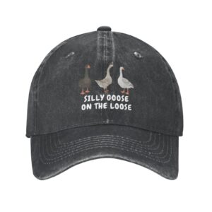 funny goose hat silly goose on the loose hat men baseball caps graphic hat black