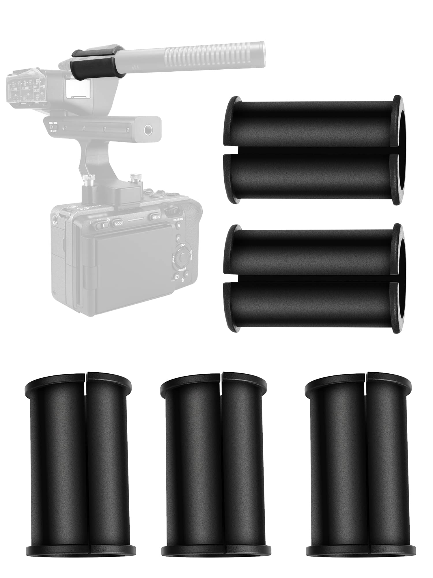 Etour 6 Pcs Microphone Shock Mount Rubber Spacer Tube Microphone Sleeve Washer Compatible with Sony Camcorder Rode NTG, Sennheiser MKH Shotgun Mic FX3,FS7,FX6,FX8,FX9,NX80,FS5