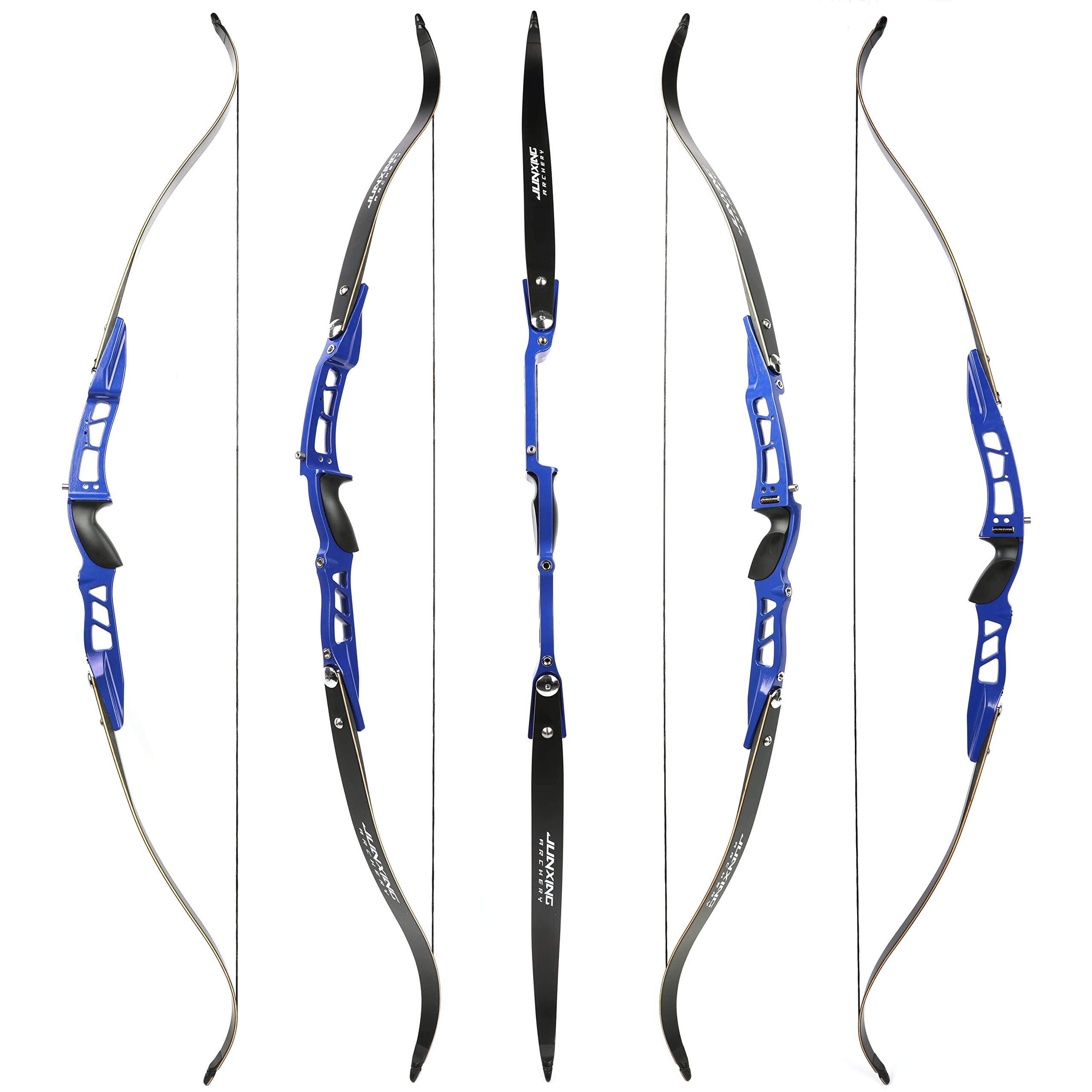 66 Inch ILF Recurve Bow 20-40Lbs Metal Riser Competition Athletic Recurve Bow ILF Bow Riser and Limbs Right Hand Hunting Longbow (32 Lbs, Blue/Type 2)