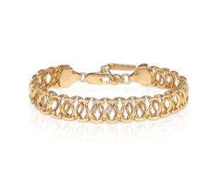 ganalux 18k gold plated bracelet for women, elegance design link chain jewelry made in korea (lace)