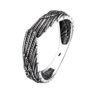 suplight 925 sterling silver angel wings band rings, 5.5mm retro guardian feather angel rings for women men size 13