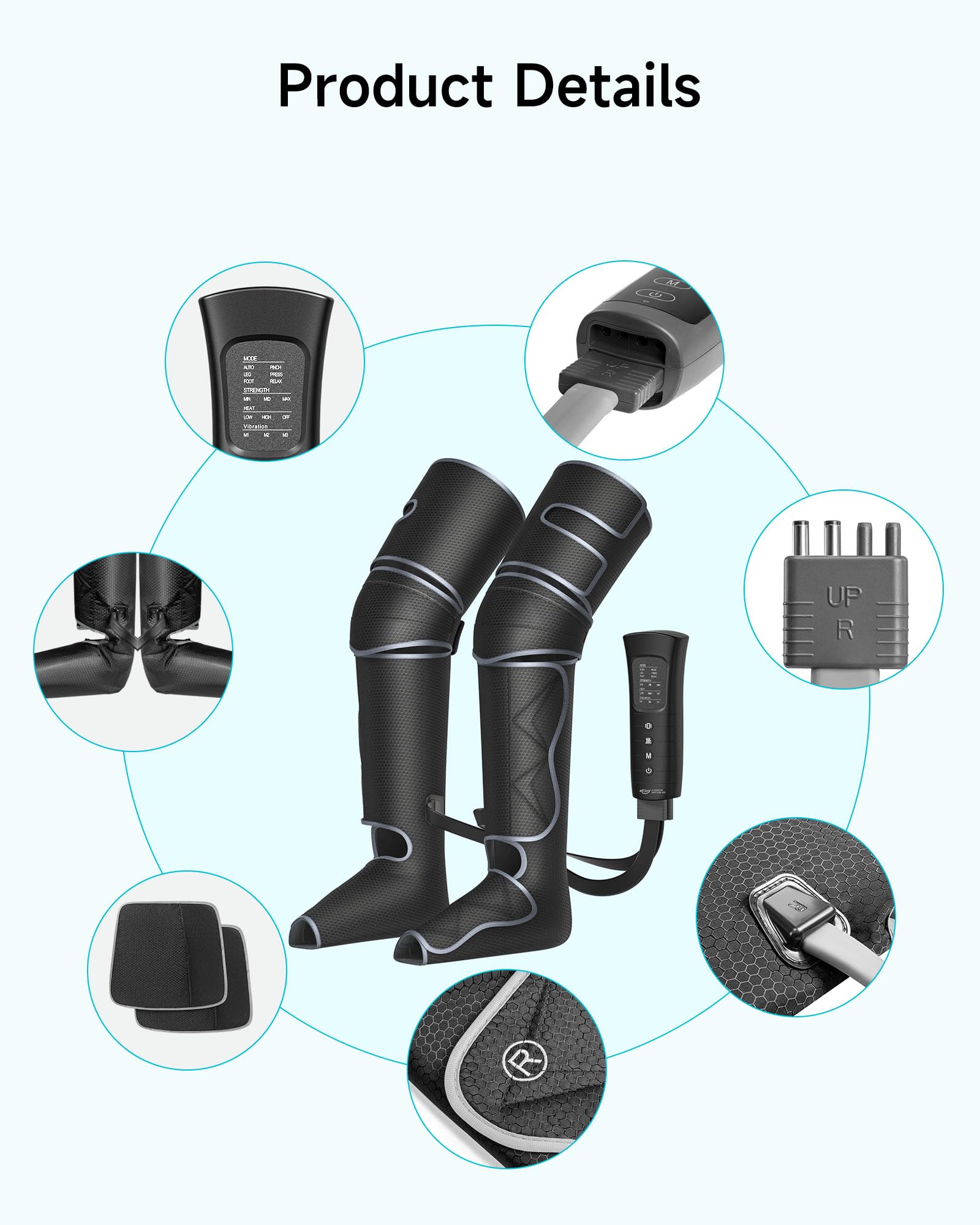 ALLJOY Leg Compression Massager, Leg Massager with Heat for Circulation and Pain Relief, 2 Heat Levels 6 Modes,Foot Calf Knee Thigh Full Leg Massager with Memory Function,Gifts for Men Women