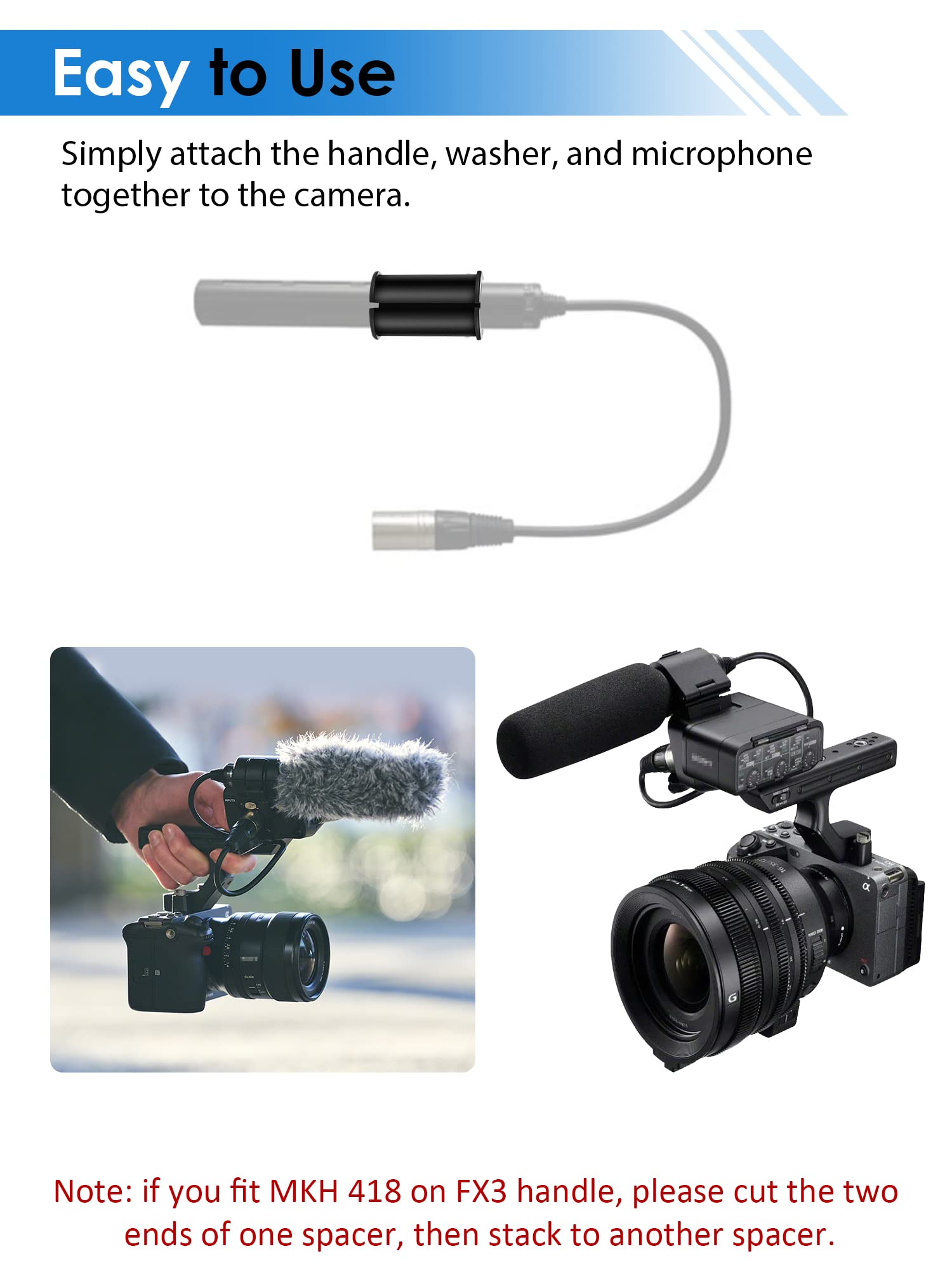 Etour 6 Pcs Microphone Shock Mount Rubber Spacer Tube Microphone Sleeve Washer Compatible with Sony Camcorder Rode NTG, Sennheiser MKH Shotgun Mic FX3,FS7,FX6,FX8,FX9,NX80,FS5