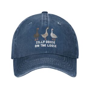 funny goose hat silly goose on the loose hat for men dad hat trendy hats navy blue