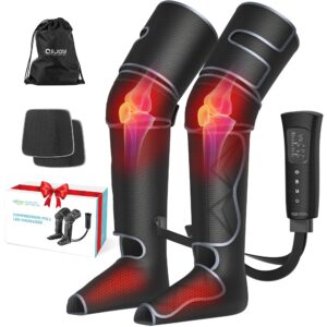 alljoy leg compression massager, leg massager with heat for circulation and pain relief, 2 heat levels 6 modes,foot calf knee thigh full leg massager with memory function,gifts for men women