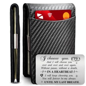 macorner wallet christmas gifts for husband from wife - set engraved insert card & slim wallet gift box for men, fiancé & fathers day, valentines day gift for him - gift for boyfriend for anniversary