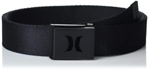 hurley men's web belts, black, o/s