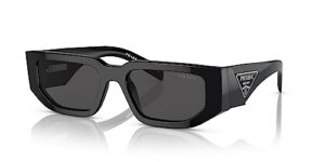 prada pr 13zs 1ab5s0 black plastic cat-eye sunglasses grey lens