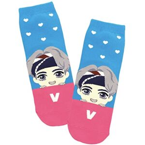 tinytan kpop merchandise official licensed k-pop merch mic drop version character socks for girls women (v)