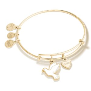 alex and ani symbols and tokens expandable bangle for women, dove charm, shiny gold finish, 2 to 3.5 in