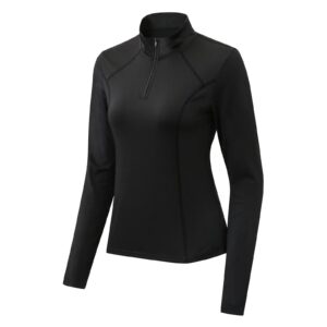 long sleeve workout shirts for women quick dry running shirts women thumb holes hiking ski base layer women compression half zip pullover women athletic tops high wicking lightweight 12521 black 2xl