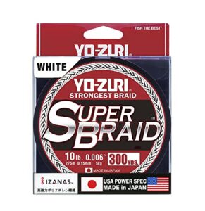 yo-zuri yz-sb-10lb-wh-300yd: super braid white 10lb 300yd, white