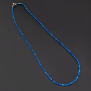 A&M Smooth Opal Rondelle Beaded Necklaces, Blue Opal Bead Jewelry, Handmade Gift Idea, 925 Silver Necklace, Statement Necklace Jewelry, Blue Opal Women Necklace