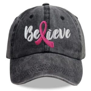 shanvanke breast cancer gifts for women, breast cancer awareness hat, survive pink ribbon hope fight faith strength courage adjustable cotton baseball cap