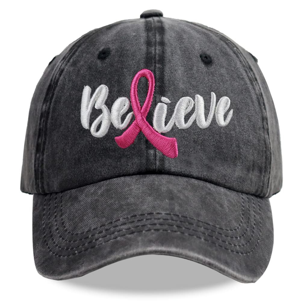 SHANVANKE Breast Cancer Gifts for Women, Breast Cancer Awareness Hat, Survive Pink Ribbon Hope Fight Faith Strength Courage Adjustable Cotton Baseball Cap