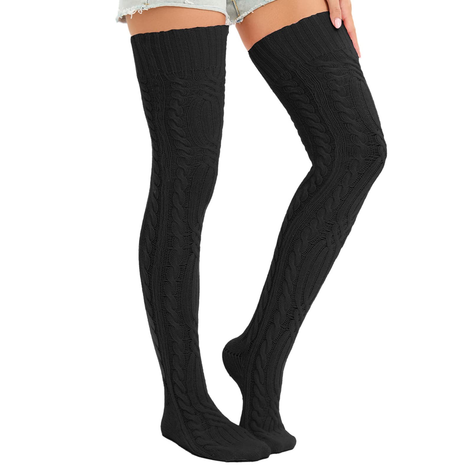 Sexybody Women's Thigh High Socks Over the Knee Knit Socks, Extra Long Winter Leg Warmers Stockings Knee High Tube Arctic Fleece