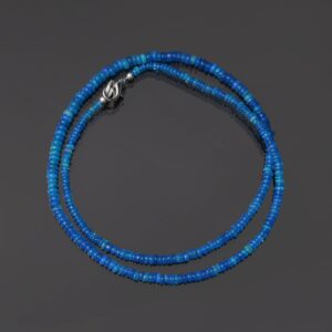 A&M Smooth Opal Rondelle Beaded Necklaces, Blue Opal Bead Jewelry, Handmade Gift Idea, 925 Silver Necklace, Statement Necklace Jewelry, Blue Opal Women Necklace