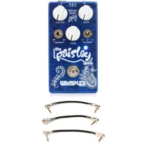 wampler paisley drive overdrive pedal with 3 patch cables bundle