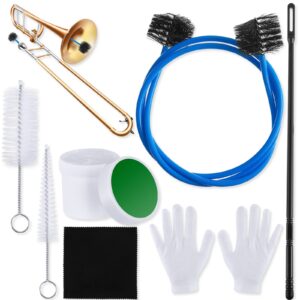 7 pieces trombone care cleaning kit maintenance kit flexible brush slide grease mouthpiece brush valve cleaning cloth casing brush cleaning rod white gloves for instruments