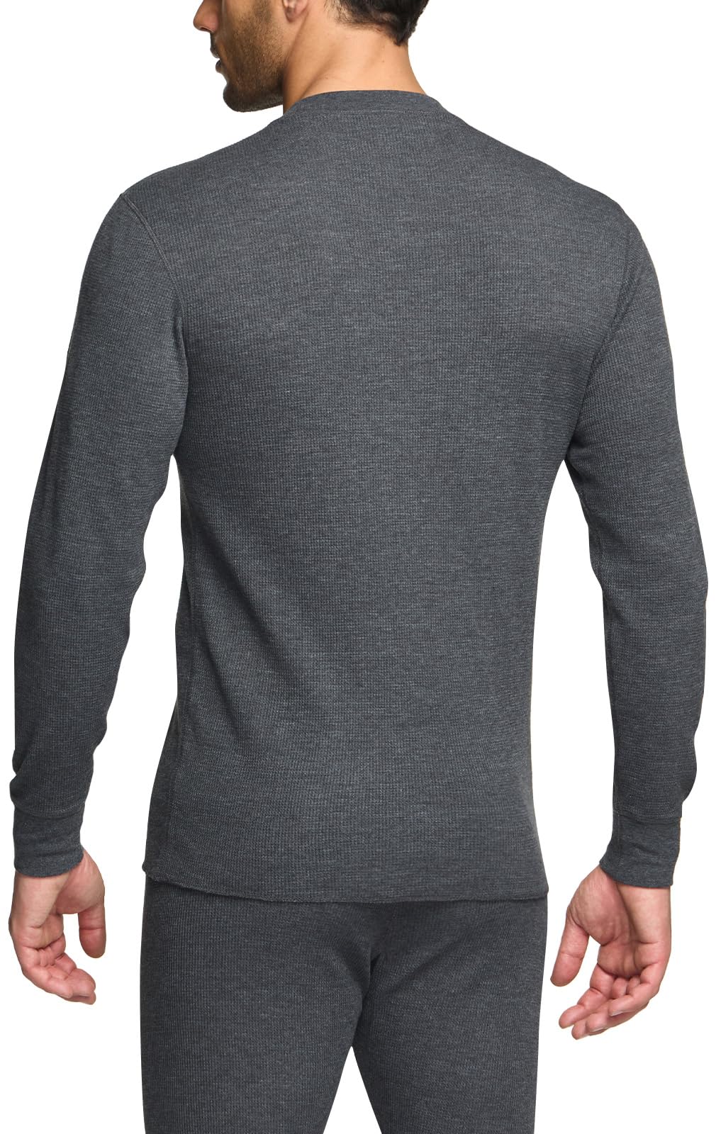 CQR Men's Long Sleeve Thermal Underwear Tops, Midweight Waffle Crewneck Shirt, Winter Cold Weather Thermal Shirts, 1 Piece of Top Dark Grey, XX-Large