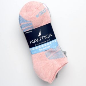 Nautica Women's Socks - Athletic Cushion Low Cut Socks (6 Pack), Size 4-10, Pink Assorted