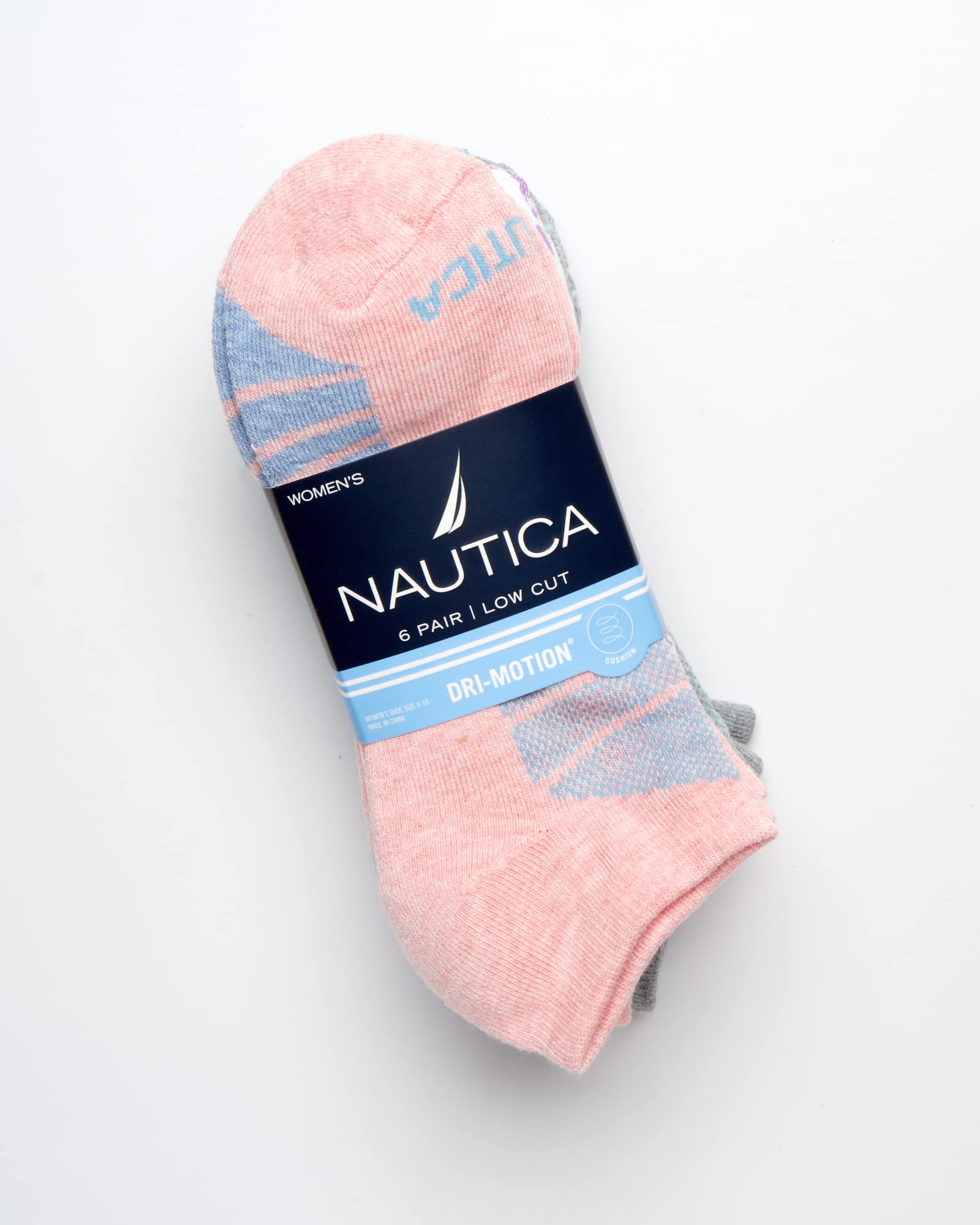 Nautica Women's Socks - Athletic Cushion Low Cut Socks (6 Pack), Size 4-10, Pink Assorted