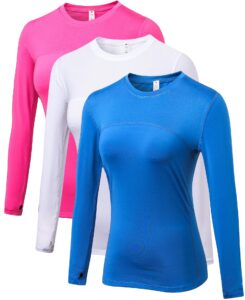 women's sun protection compression shirts upf 50+ long sleeve workout t-shirts rash guard athletic tops