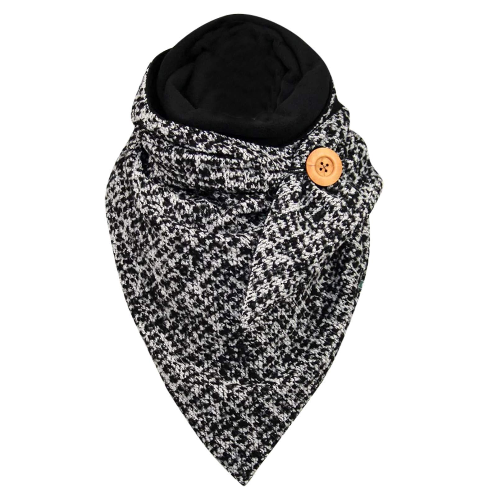 Fashion Casual Scarf Printing Winter Soft Warm Casual Bib Shawls Wrap Scarves Women Button Fashion (Black, One Size)