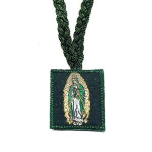 gck St Jude Our Lady of Guadalupe Corded Green Scapular Necklace Escapulario Verde Virgen Guadalupe San Judas Tadeo