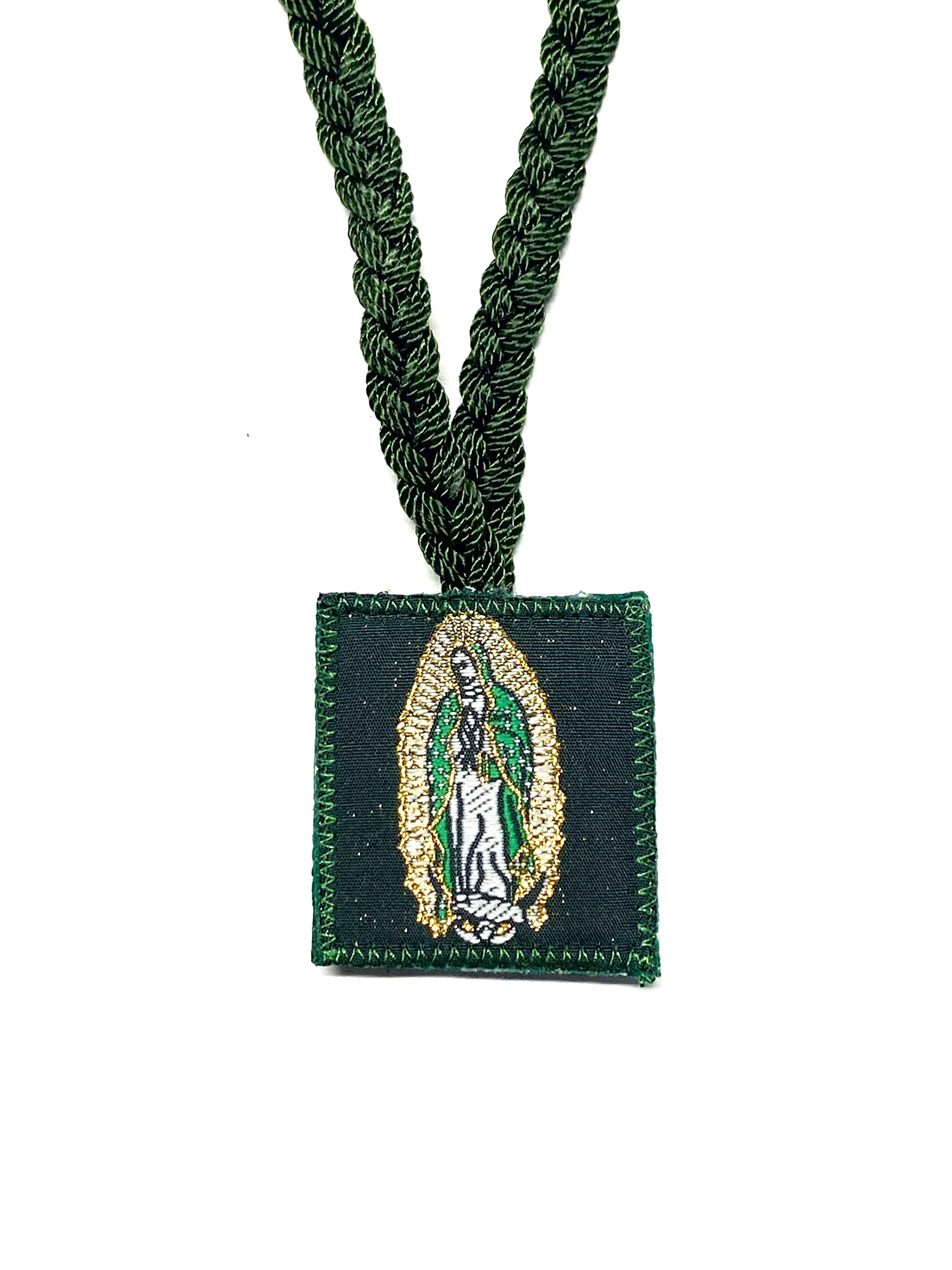 gck St Jude Our Lady of Guadalupe Corded Green Scapular Necklace Escapulario Verde Virgen Guadalupe San Judas Tadeo