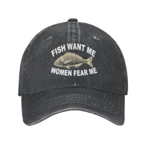 hat women want me fishes fear me hat for men baseball cap adjustable hats black