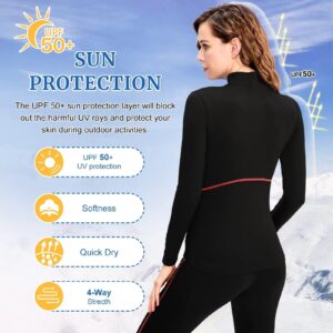 Tesuwel Ski Base Layer Women Cold Weather Long Sleeve Thermal Shirt Women Snowboard Underlayer for Hiking Running Thermal Underwear Top Women Half Zip Athletic Shirts Moisture Wicking 02513 Orange L