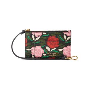 Kate Spade New York Morgan Rose Garden Printed Saffiano Leather Coin Card Case Wristlet Black Multi One Size