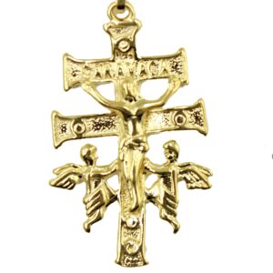 Cruz De Caravaca Cross 18k Gold Plated Pendant with 22 inch Chain