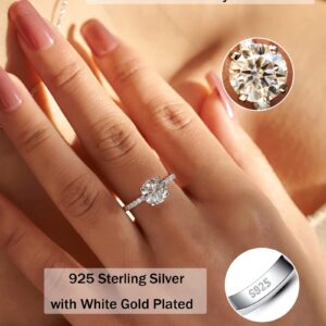 Oivley Moissanite Engagement Rings for Women D Dolor Lab Created Diamond Moissanite Wedding Promise Rings for Her 925 Sterling Silver Rings for Women with 14K White Gold Plated40, Gemstone, Created